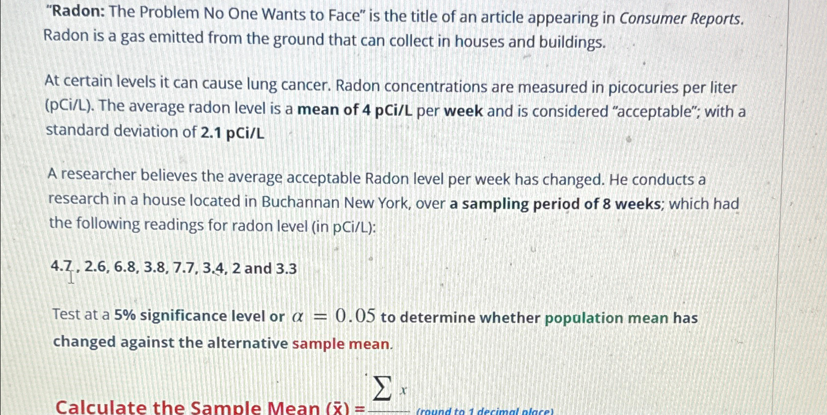 Solved "Radon: The Problem No One Wants to Face" is the | Chegg.com