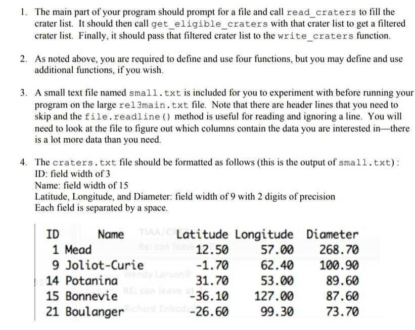 Solved For this assignment, you will create four functions: | Chegg.com