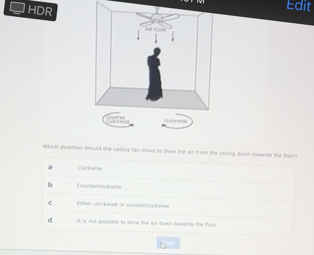 Solved Which direction should the ceiling fan move to blow | Chegg.com