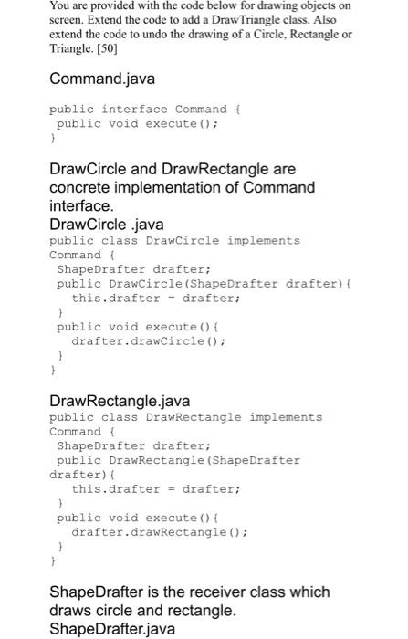 Solved You are provided with the code below for drawing | Chegg.com