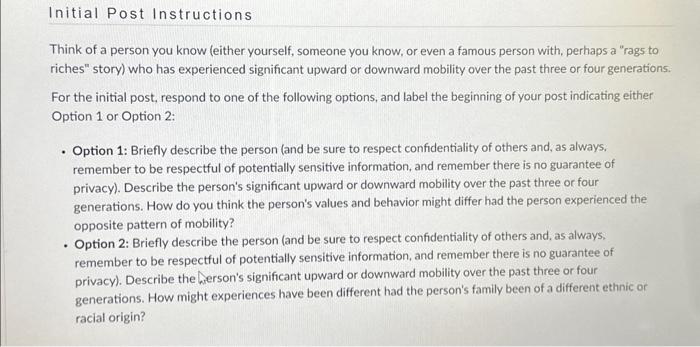 Initial Post Instructions Think of a person you know | Chegg.com