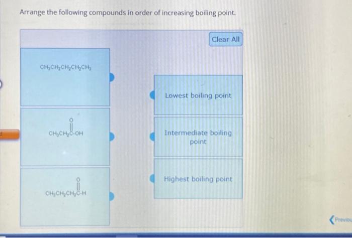 Solved Arrange the following compounds in order of | Chegg.com