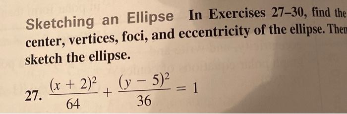 Solved Sketching an Ellipse In Exercises 27–30, find the | Chegg.com