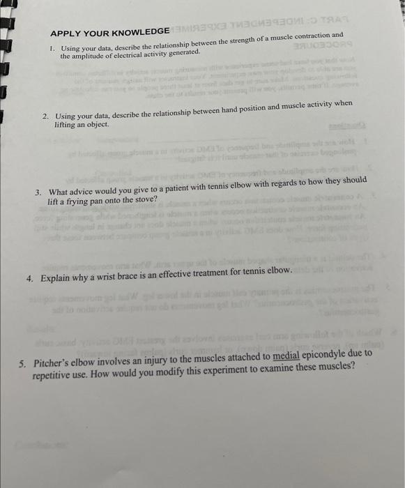 Solved APPLY YOUR KNOWLEDGE 1. Using your data, describe the | Chegg.com