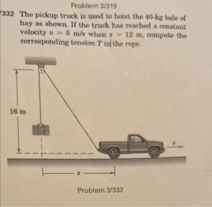 Solved Problem 3 319 332 The Pickup Truck Is Used To Hoist Chegg