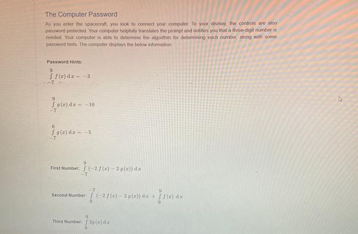 Solved The Computer Password As you enter the spacecratt, | Chegg.com