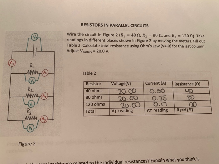 Solved RESISTORS IN PARALLEL CIRCUITS Wire the circuit in | Chegg.com