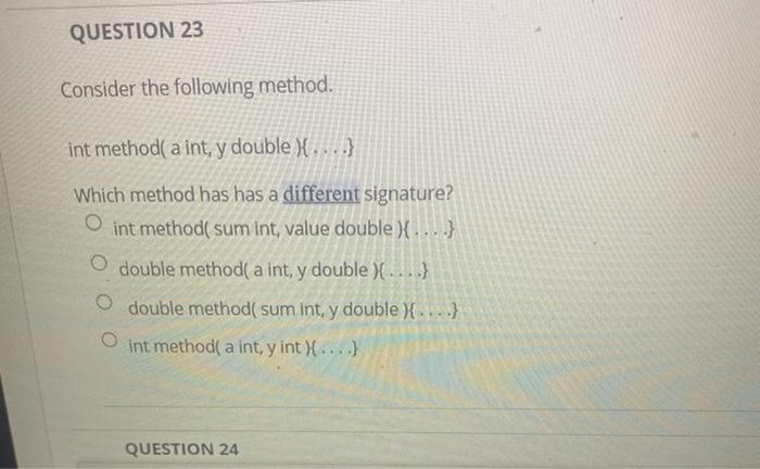 Solved QUESTION 23 Consider the following method. int | Chegg.com