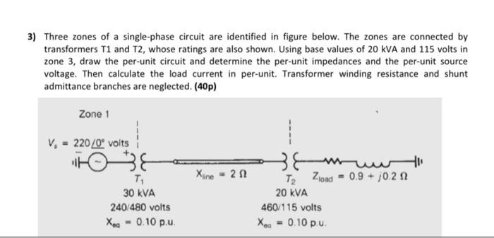 Solved Three zones of a single-phase circuit are identified | Chegg.com
