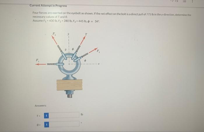 Solved Four forces are exerted on the eyebolt as shown. If | Chegg.com