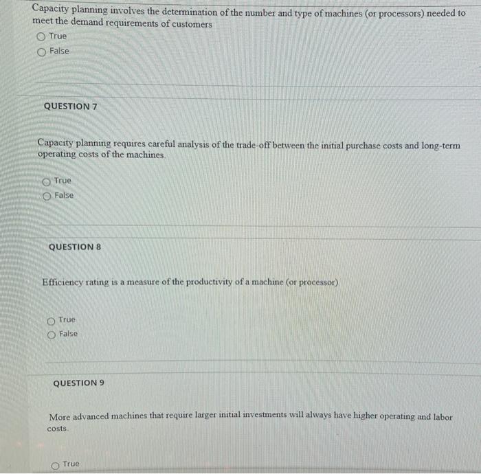 Solved Capacity planning involves the determination of the | Chegg.com