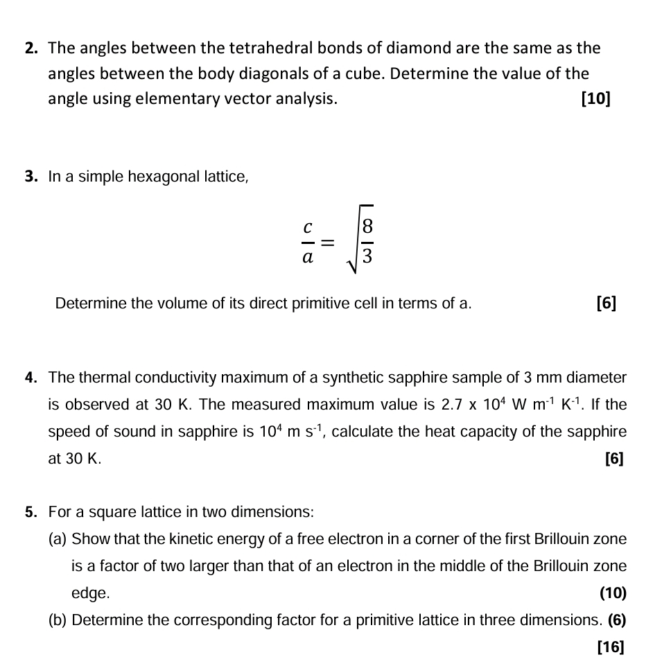 Solved by an EXPERT The angles between the tetrahedral bonds of diamond | Chegg.com