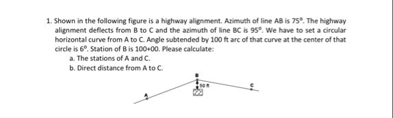 Solved Shown in the following figure is a highway alignment. | Chegg.com