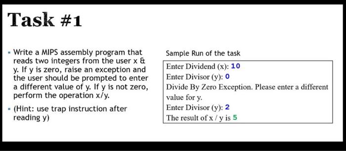 Solved Task #1 - Write a MIPS assembly program that reads | Chegg.com