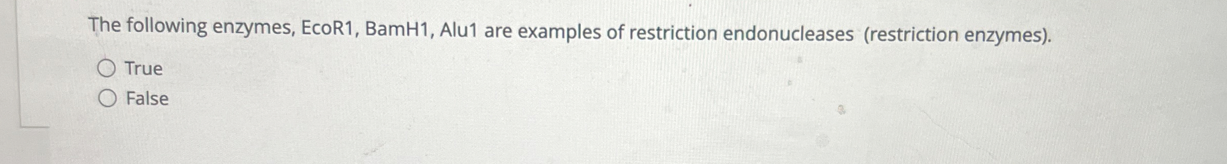 Solved The following enzymes, EcoR1, ﻿BamH1, ﻿Alu1 ﻿are | Chegg.com