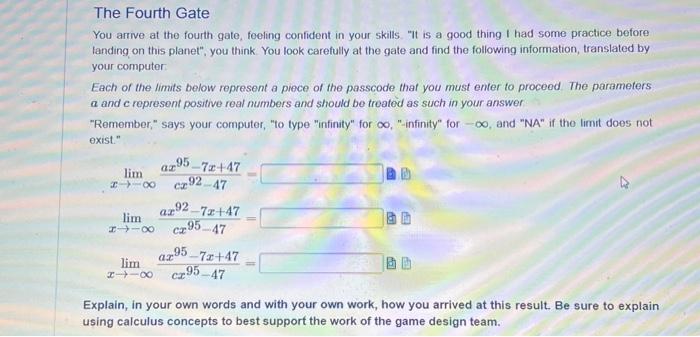 Solved You arrive at the fourth gate, foeling confident in | Chegg.com