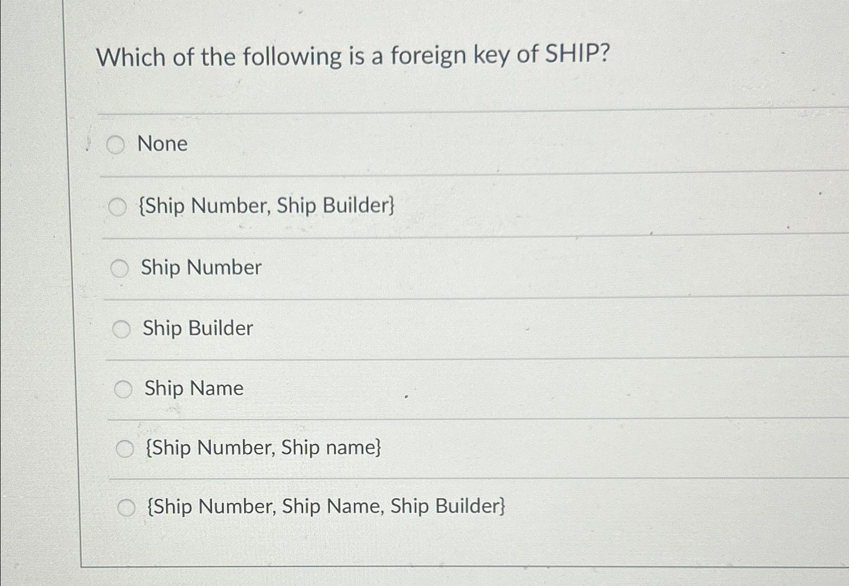 Solved Which of the following is a foreign key of | Chegg.com