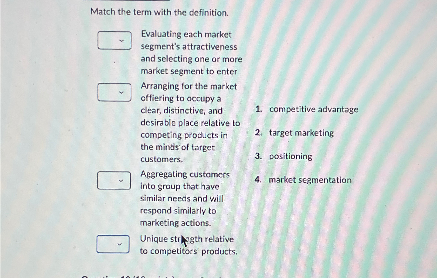 Solved Match the term with the definition. ﻿Evaluating each | Chegg.com