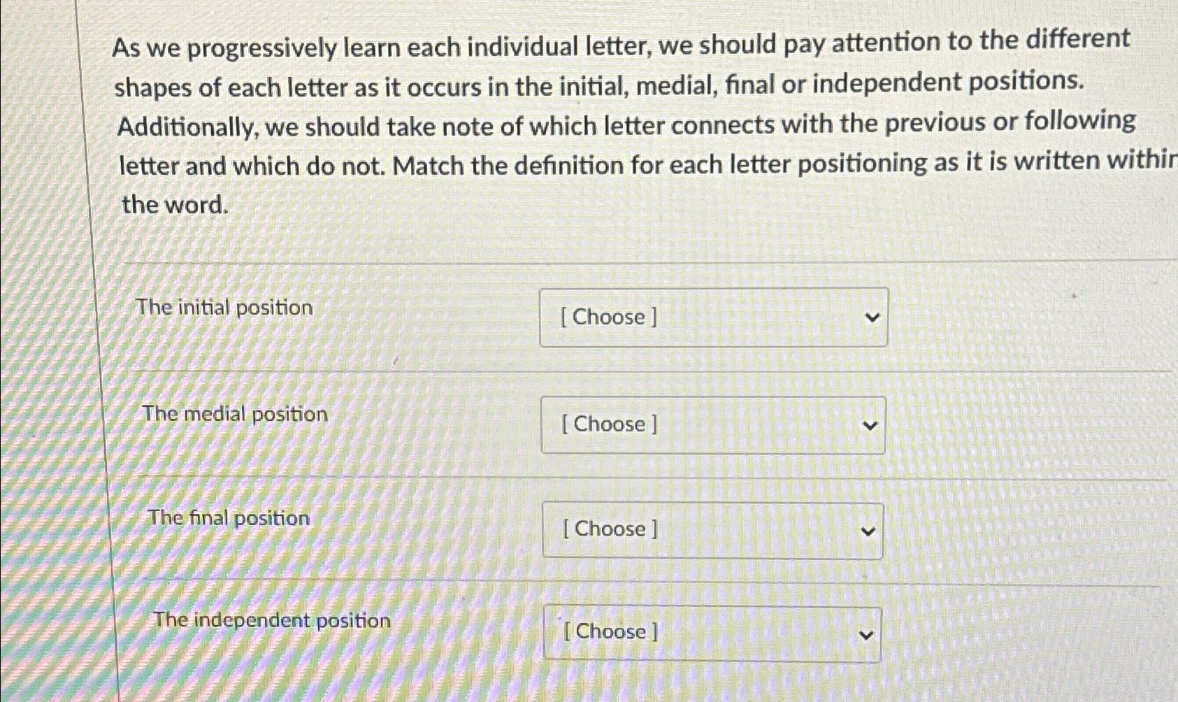 Solved As we progressively learn each individual letter, we | Chegg.com