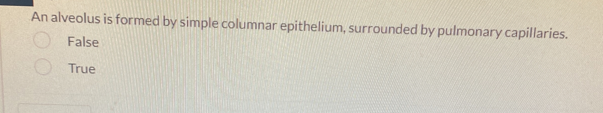 Solved An alveolus is formed by simple columnar epithelium, | Chegg.com