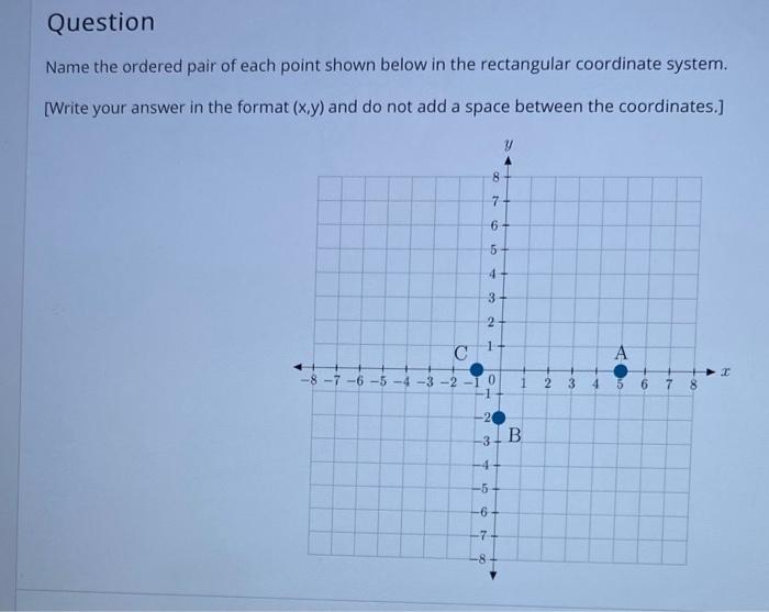 Solved Question Name the ordered pair of each point shown | Chegg.com