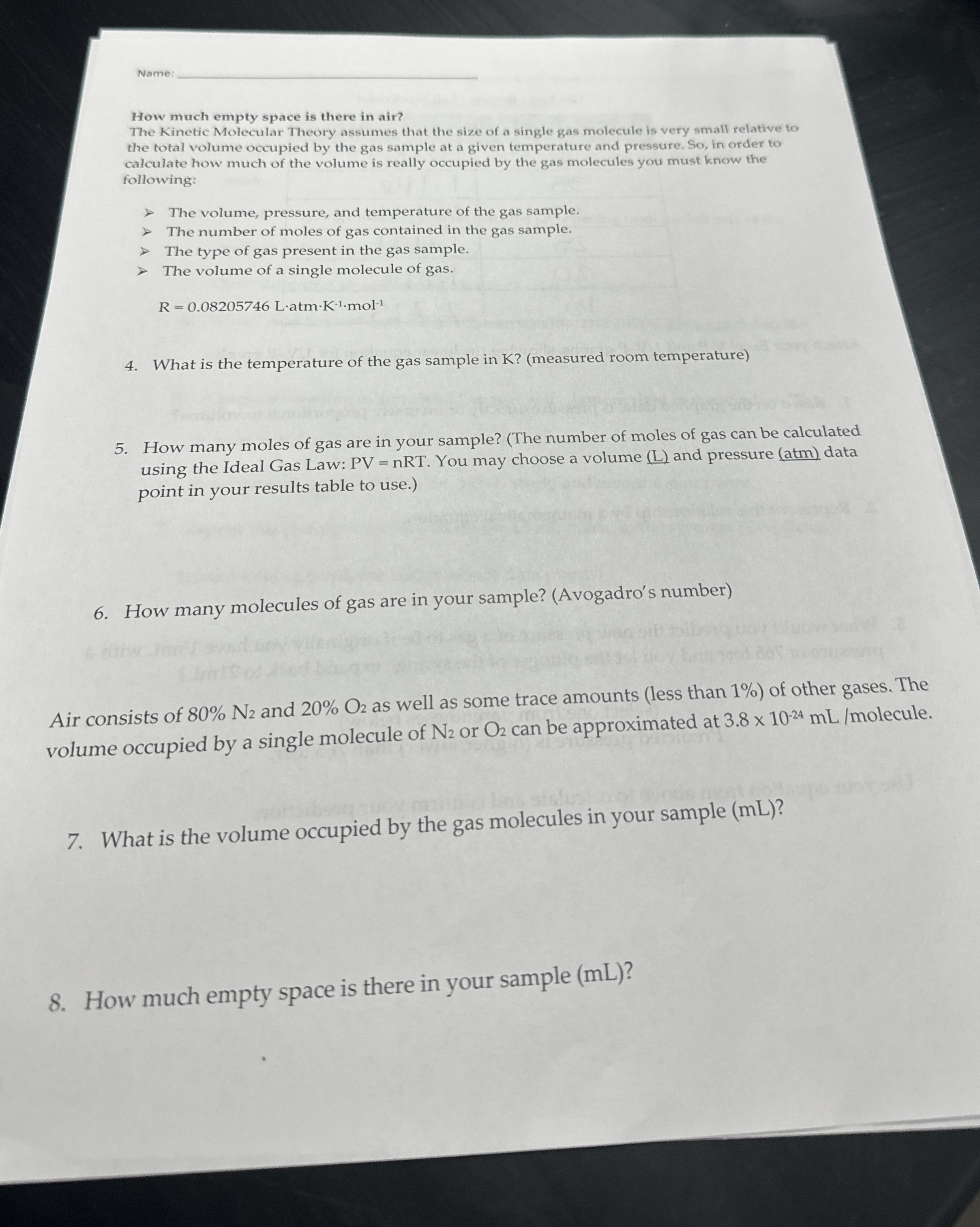 Solved Name:q,How much empty space is there in air?The | Chegg.com