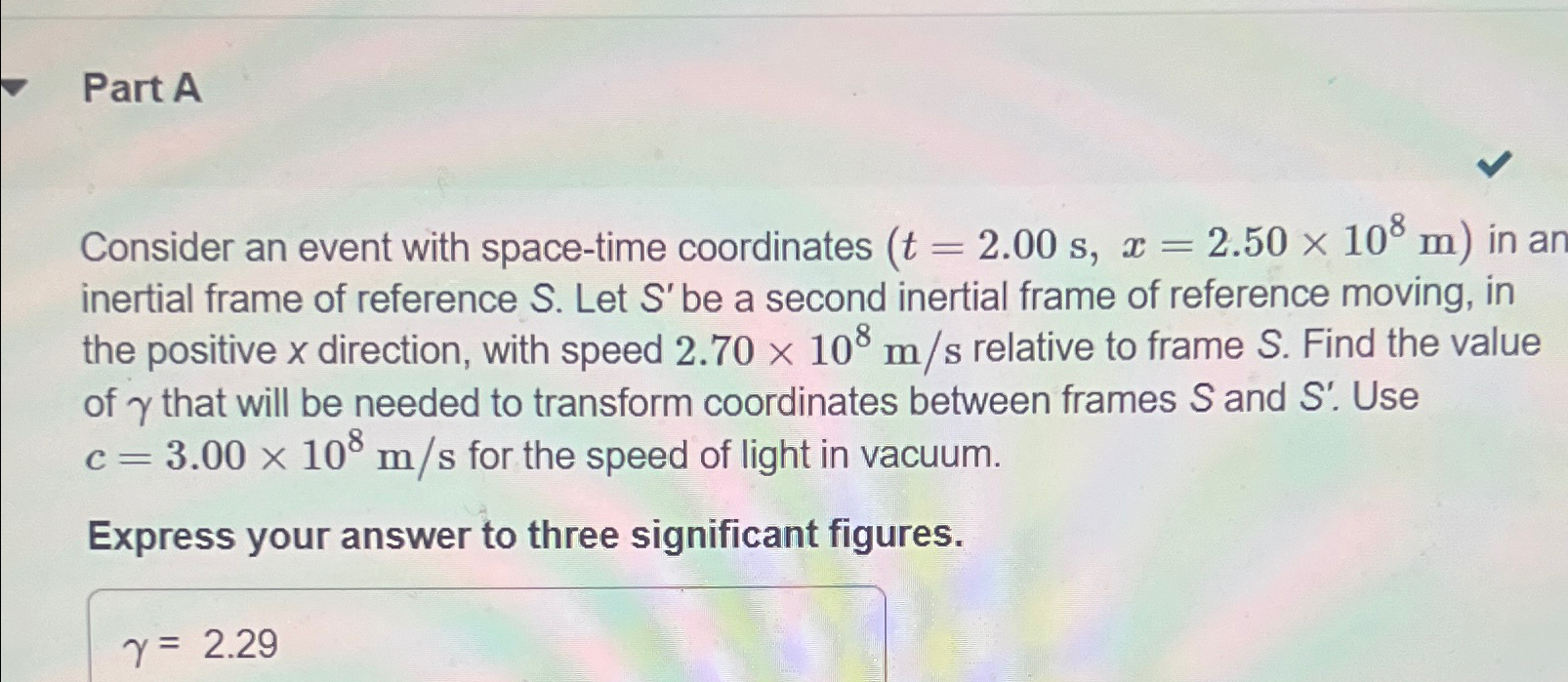 Solved Part AConsider an event with space-time coordinates | Chegg.com