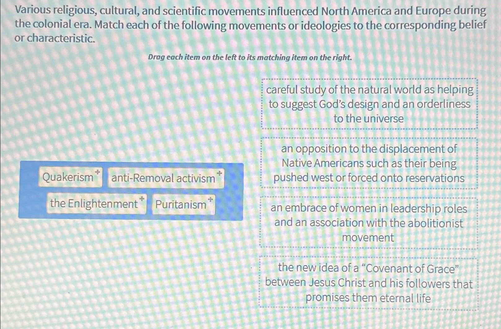 Solved Various religious, cultural, and scientific movements | Chegg.com
