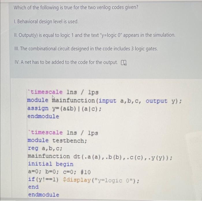 Solved 1) I,III2) I, II, III3) I, III, IV4) II, IV5) none | Chegg.com