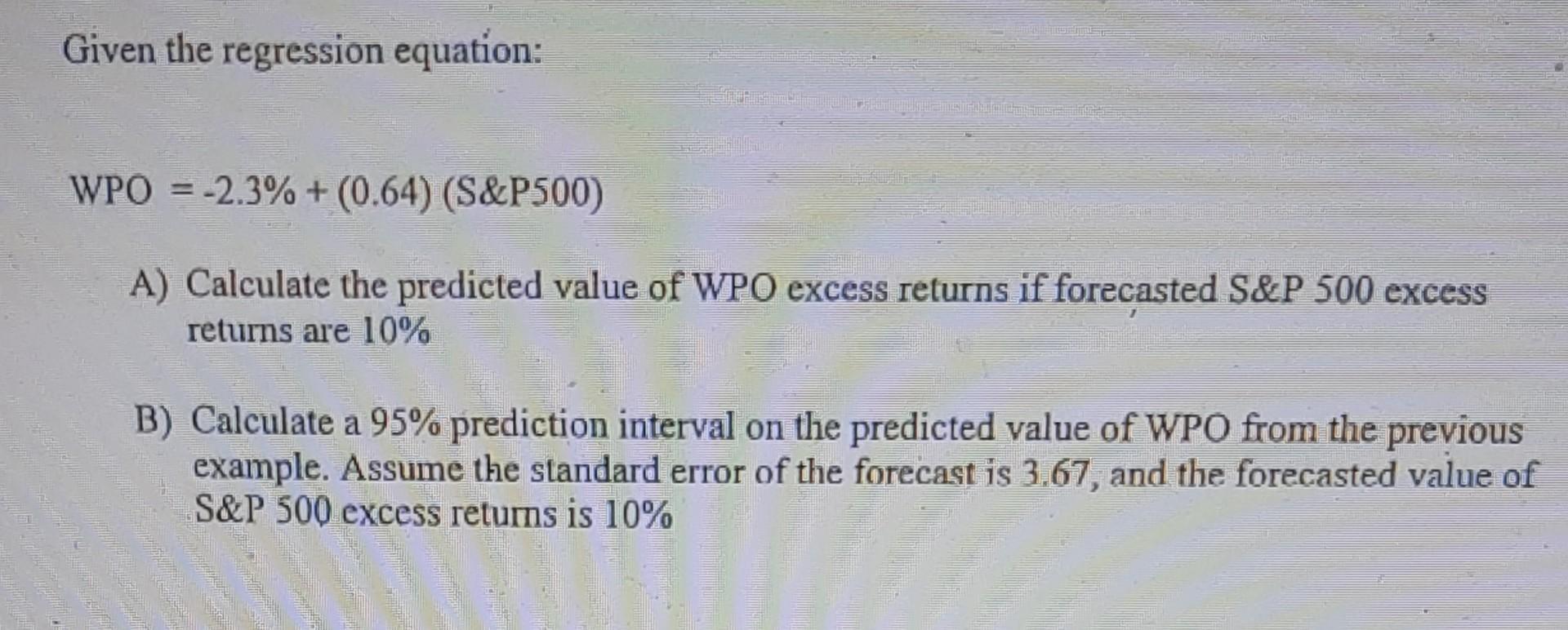 Solved Given the regression equation: | Chegg.com