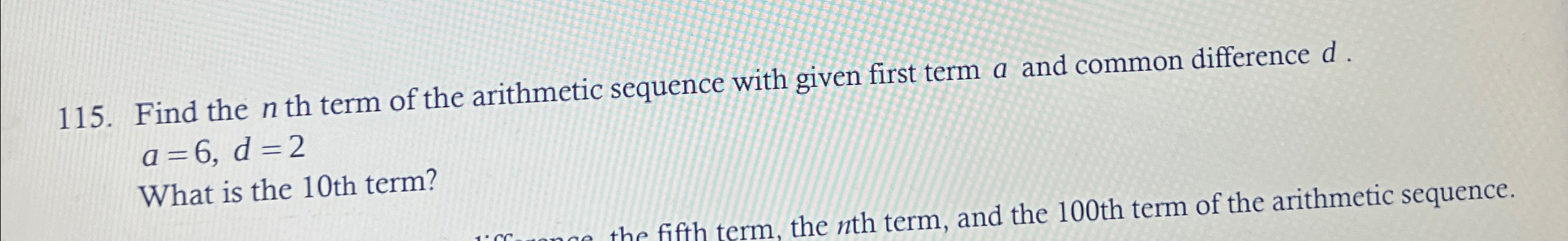 Solved Find the nth term of the arithmetic sequence with | Chegg.com
