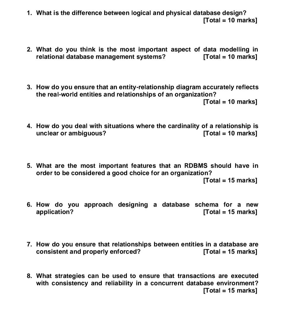 Solved 1. What is the difference between logical and | Chegg.com