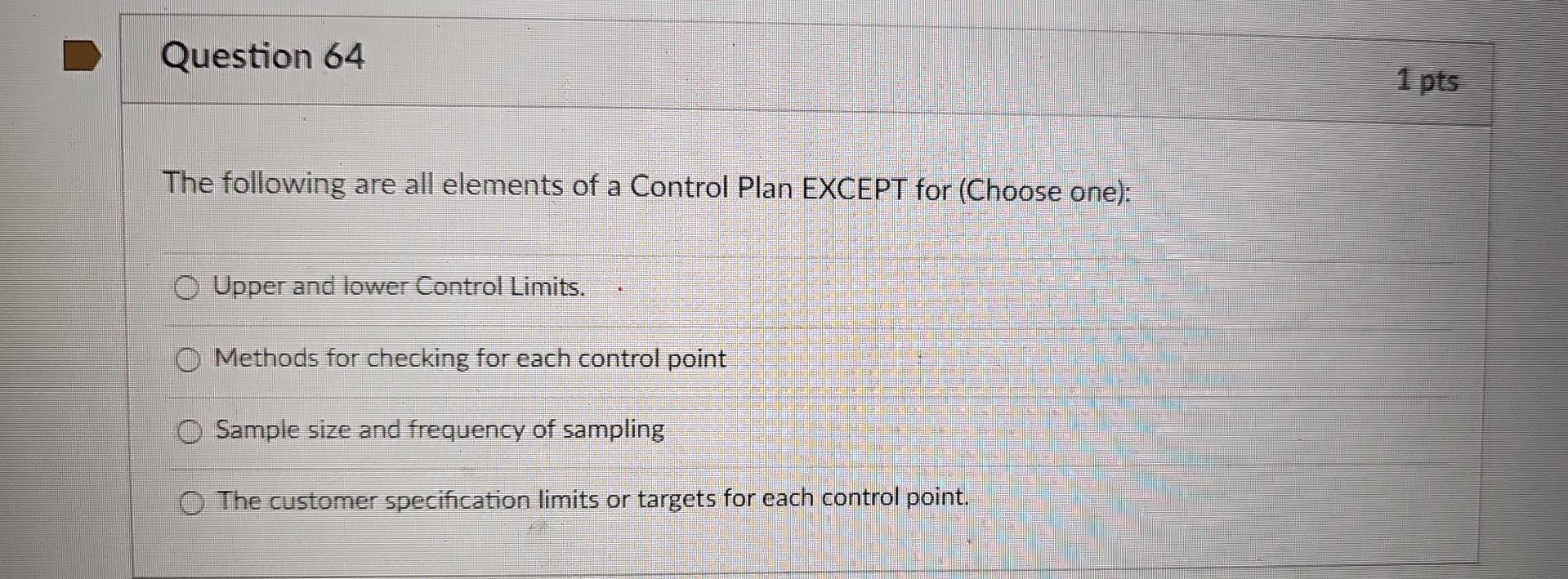Solved The following are all elements of a Control Plan | Chegg.com