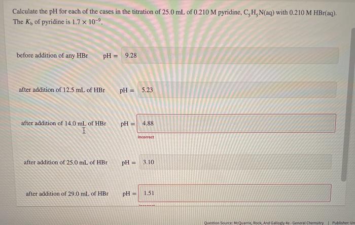 Calculate the pH for each of the cases in the | Chegg.com