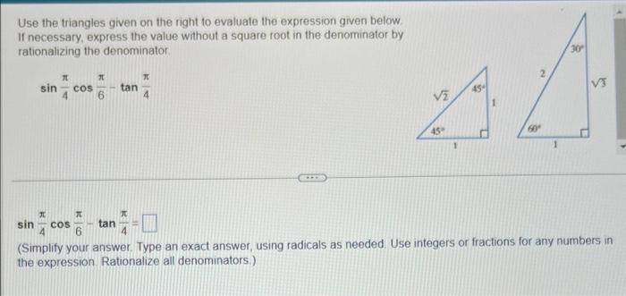 Solved Use the triangles given on the right to evaluate the | Chegg.com