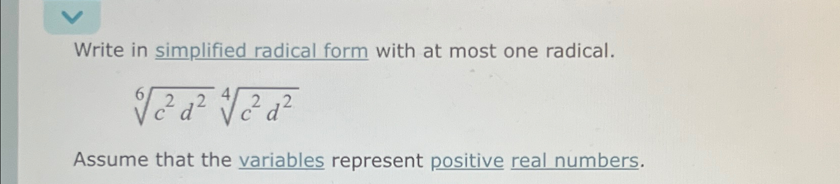 Solved Write in simplified radical form with at most one | Chegg.com