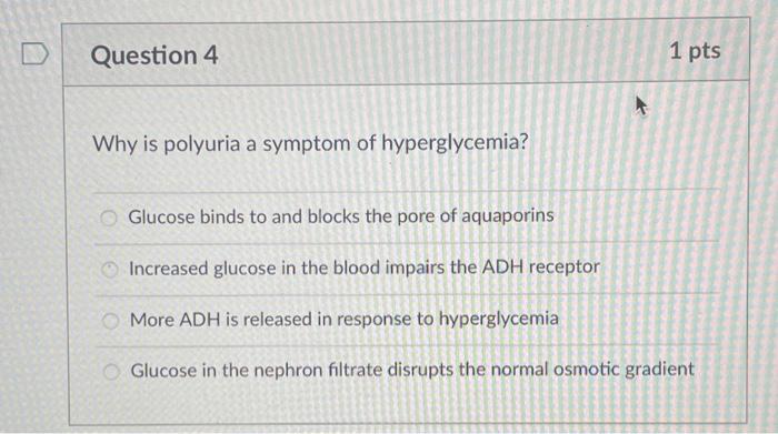 Solved Why is polyuria a symptom of hyperglycemia? Glucose | Chegg.com