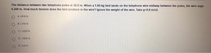 Solved The distance between two telephone poles is 500 m. | Chegg.com