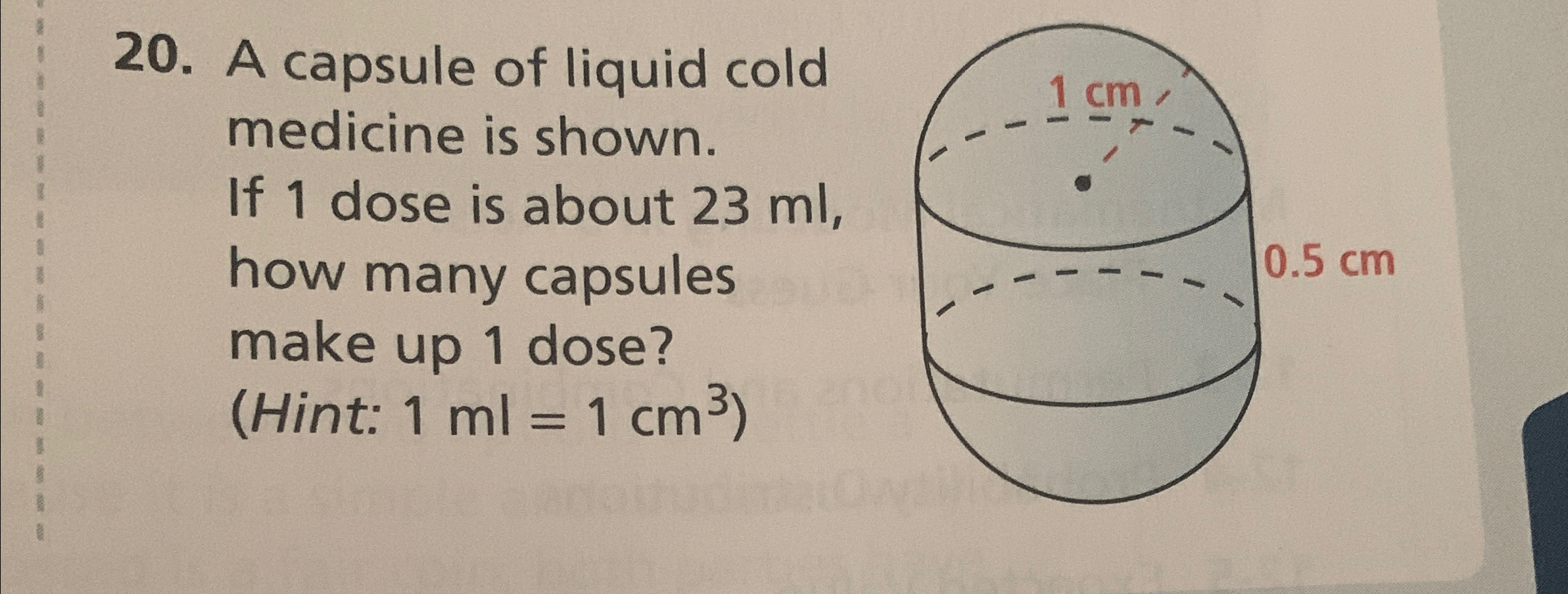 Solved A capsule of liquid cold medicine is shown. If 1 | Chegg.com