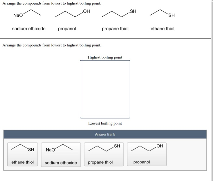 Solved Arrange the compounds from lowest to highest boiling | Chegg.com