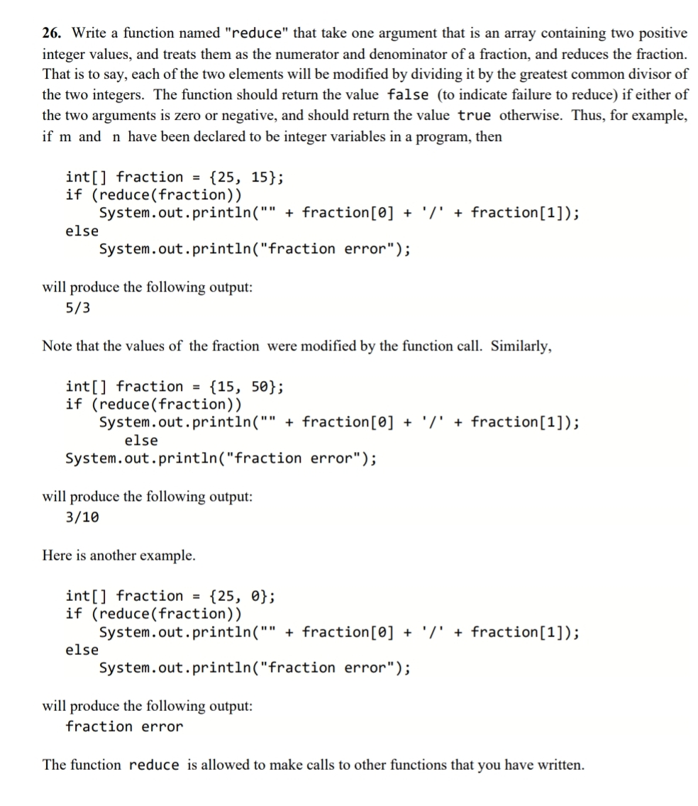 Solved Write a function named "reduce" that take one | Chegg.com