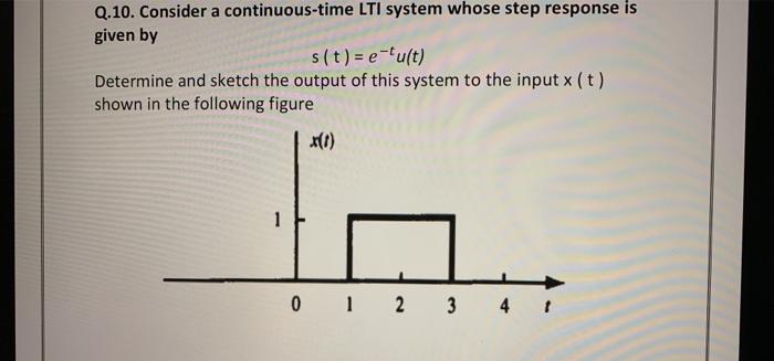Solved Q.10. Consider a continuous-time LTI system whose | Chegg.com