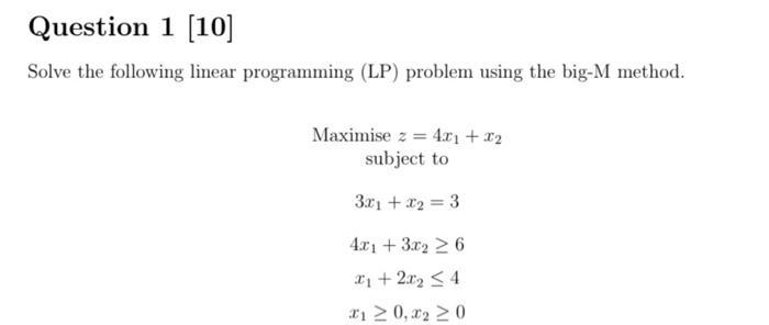 Solved Solve the following linear programming (LP) problem | Chegg.com