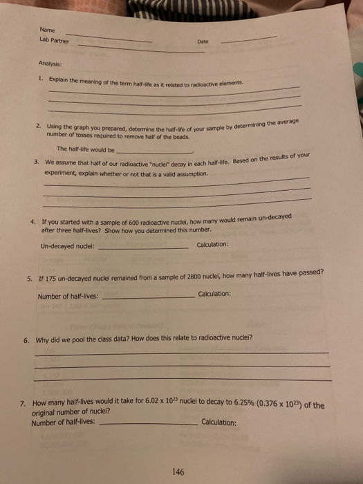 Solved Radioactive Decay: Simulation of Half-Life Lab 9 | Chegg.com