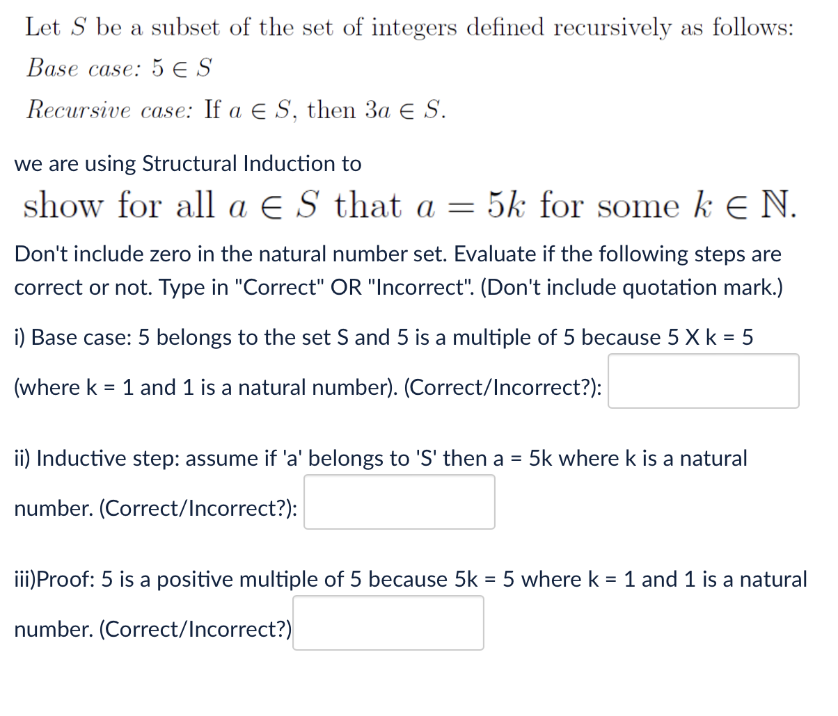 Solved Let S ﻿be a subset of the set of integers defined | Chegg.com