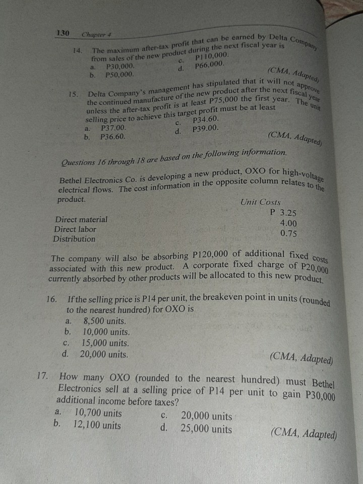 Solved company's most profitable product; Z is the least | Chegg.com