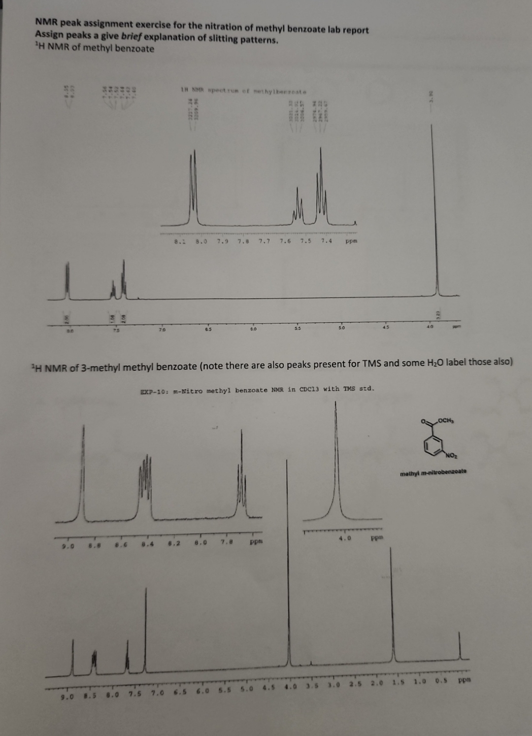 Solved NMR peak assignment exercise for the nitration of | Chegg.com