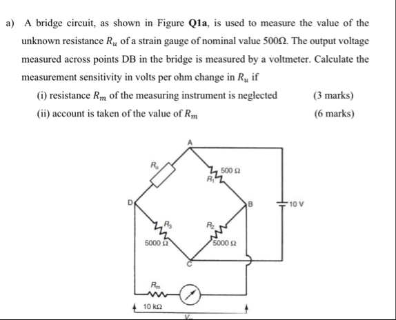 Solved a) ﻿A bridge circuit, as shown in Figure Q1a, ﻿is | Chegg.com