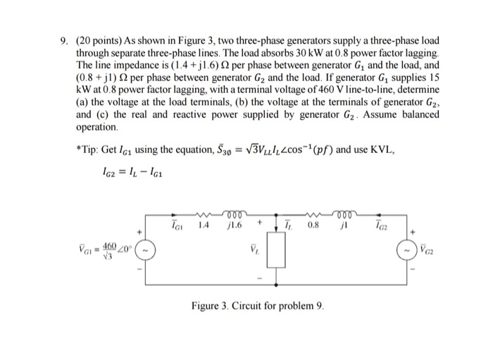 Solved 9. (20 points) As shown in Figure 3, two three-phase | Chegg.com