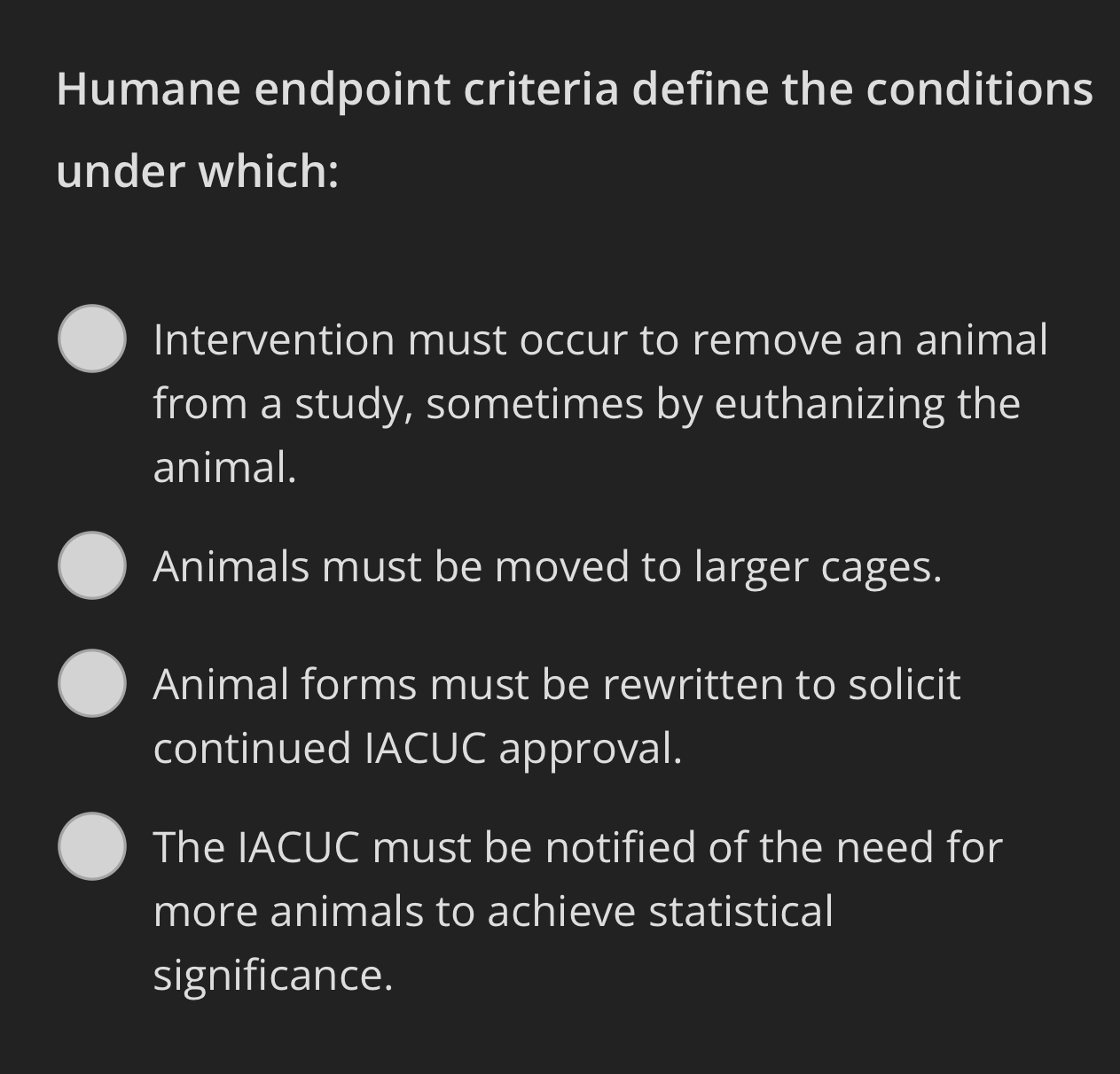Solved Humane endpoint criteria define the conditions under | Chegg.com